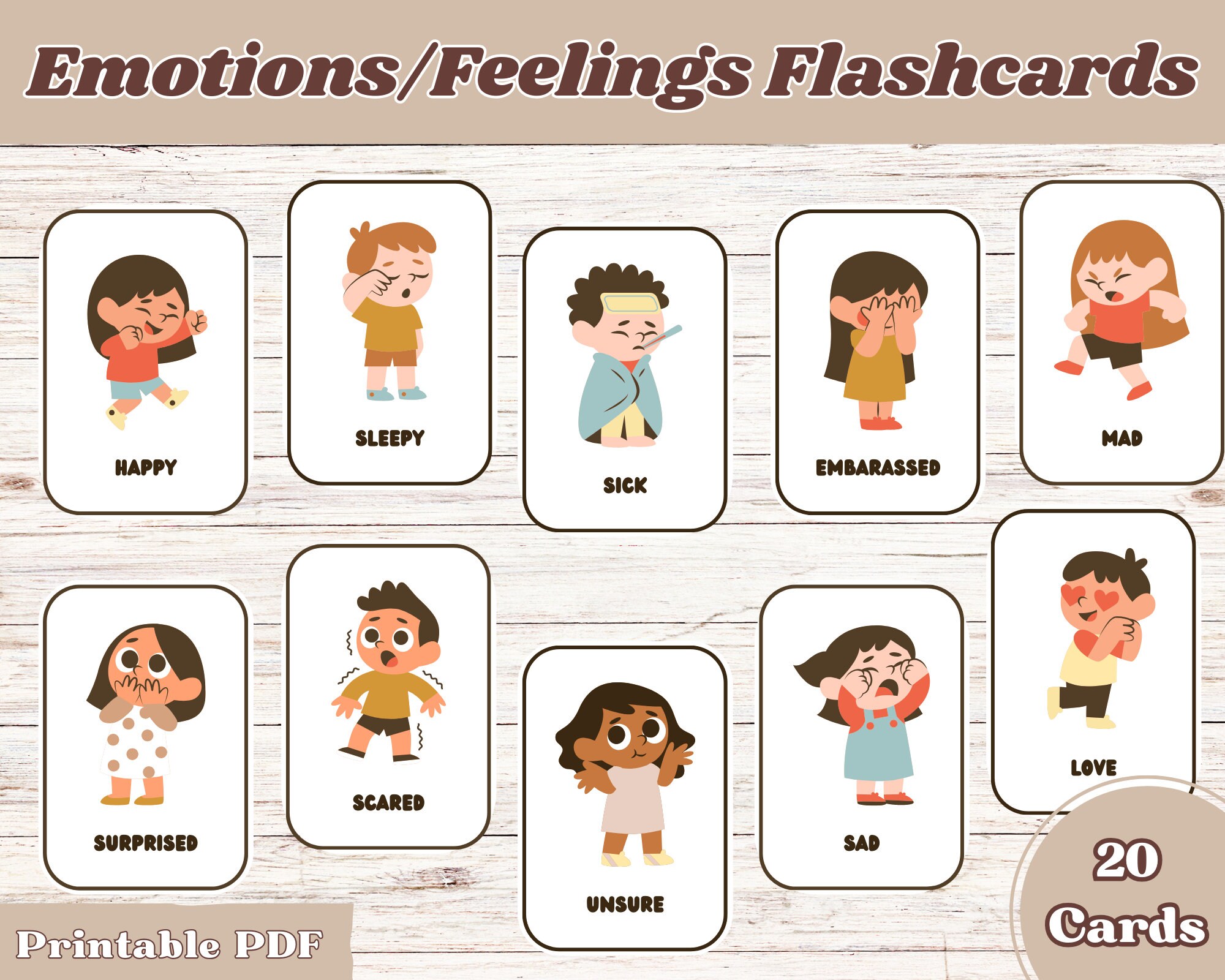 Emotions Flashcards Feelings Flashcards Emotions Cards - Etsy