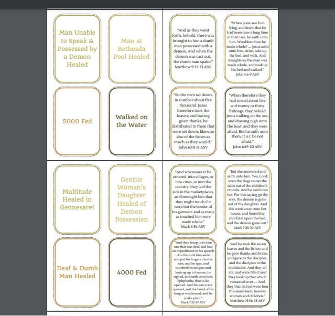 Miracles of Jesus, Jesus Miracles, Bible Flashcards, Kids Bible Cards ...