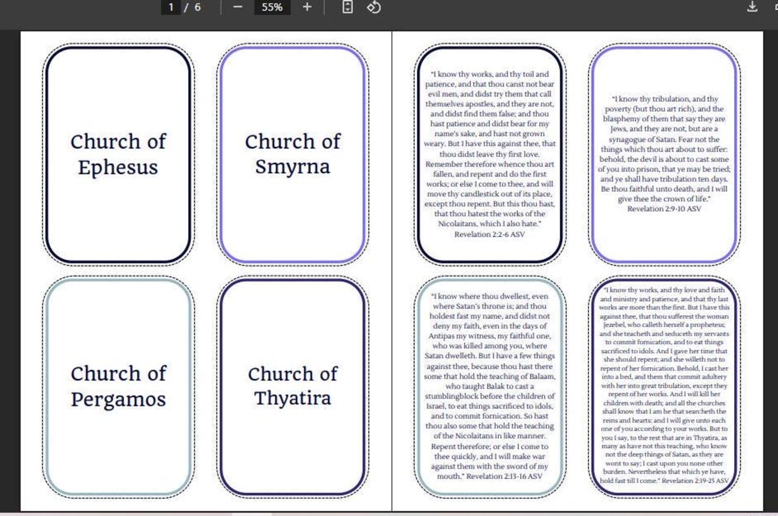 Seven Churches, Revelation, Bible Flash Cards, Bible Verse Cards, Kids ...