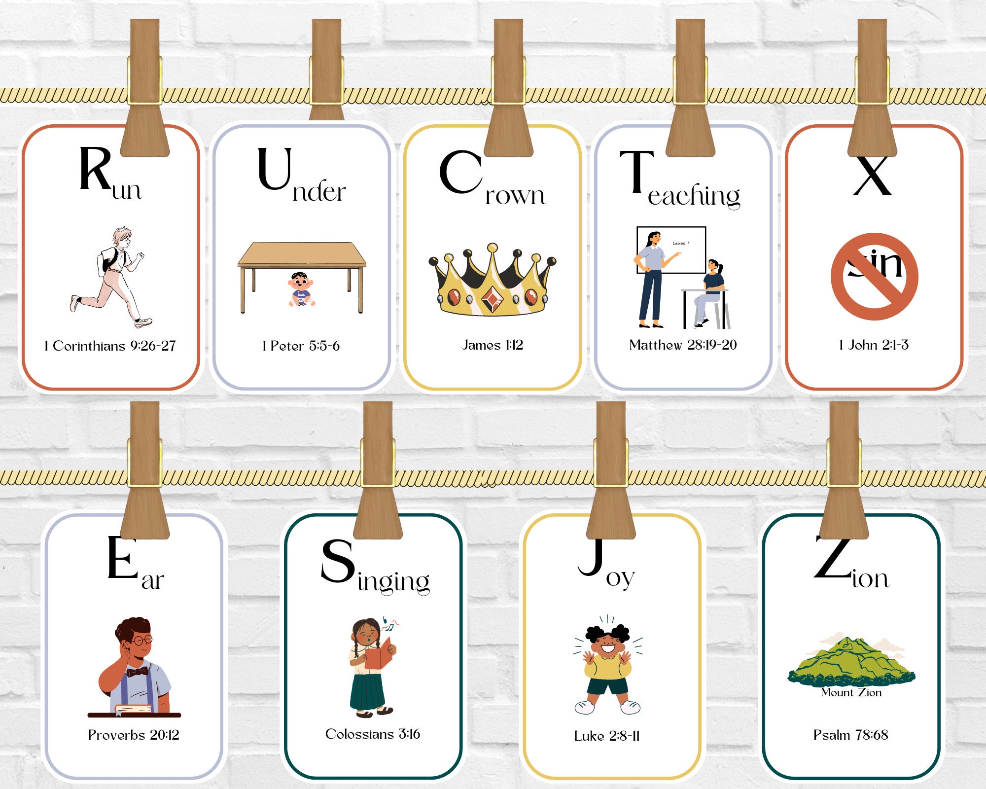 Bible Alphabet, Kids Bible Cards, Alphabet Flashcards, ABC Bible Verses ...