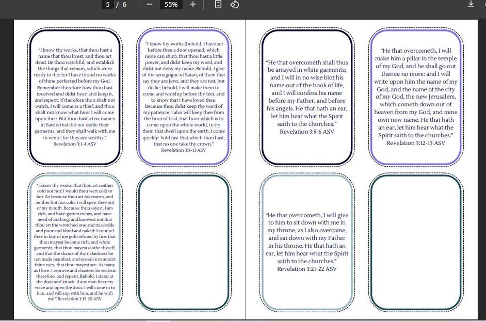 Seven Churches, Revelation, Bible Flash Cards, Bible Verse Cards, Kids ...