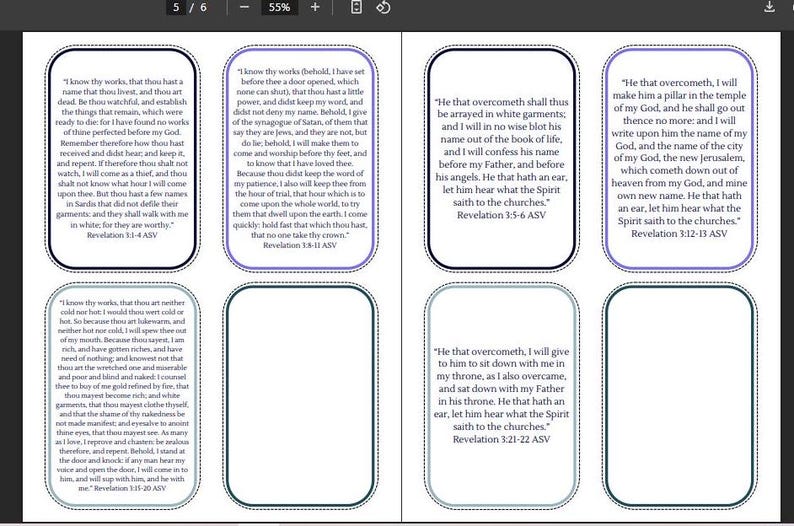 Seven Churches, Revelation, Bible Flash Cards, Bible Verse Cards, Kids ...