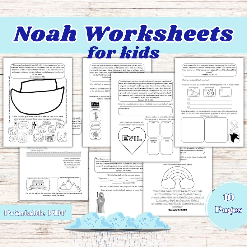 Noah and the Ark, Bible Worksheets, Noah Printable, Kids Bible Study ...