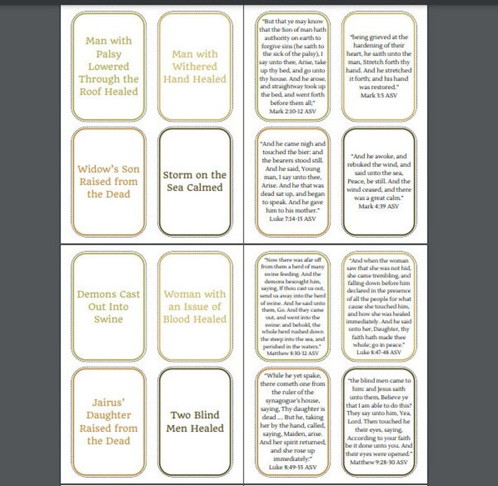 Miracles of Jesus, Jesus Miracles, Bible Flashcards, Kids Bible Cards ...