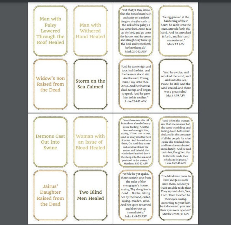 Miracles of Jesus, Jesus Miracles, Bible Flashcards, Kids Bible Cards ...