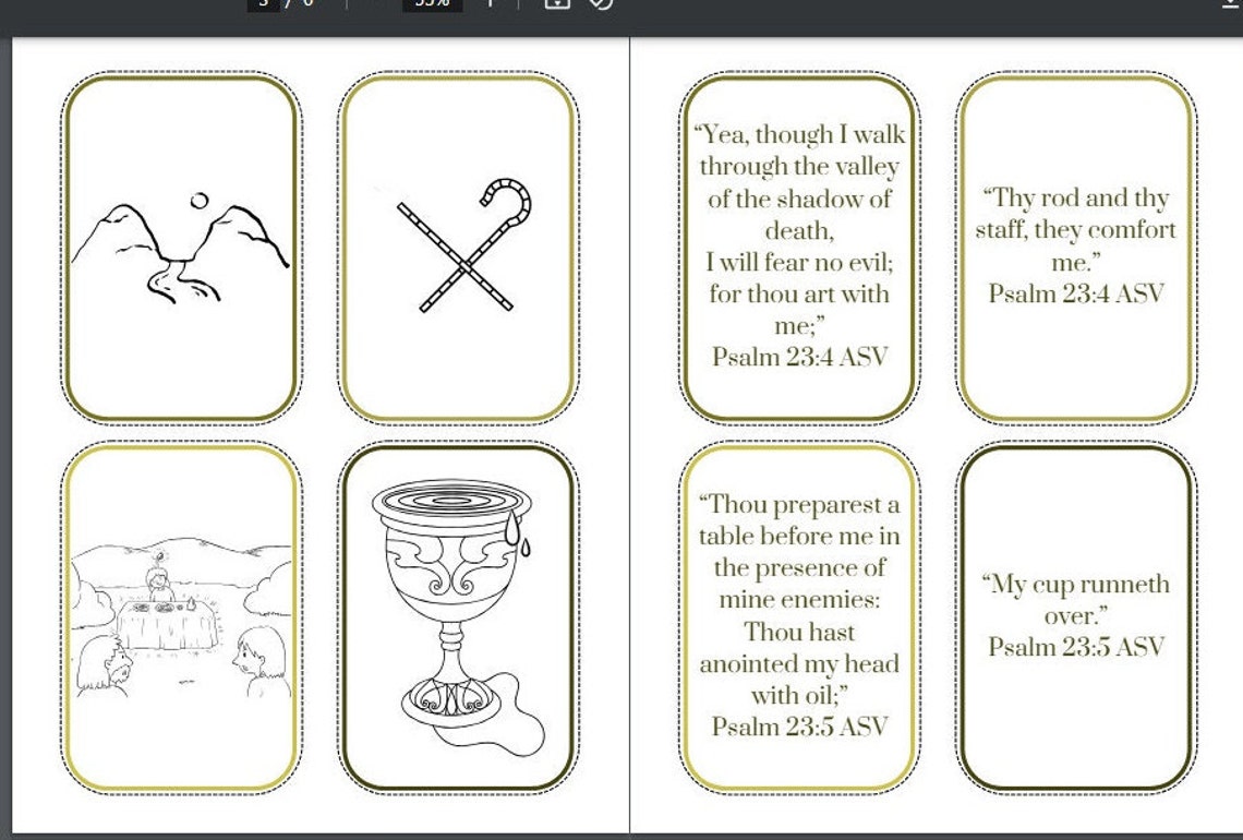 Psalm 23, Psalm 23 Printable, Psalms 23, Bible Cards for Kids, Kids ...