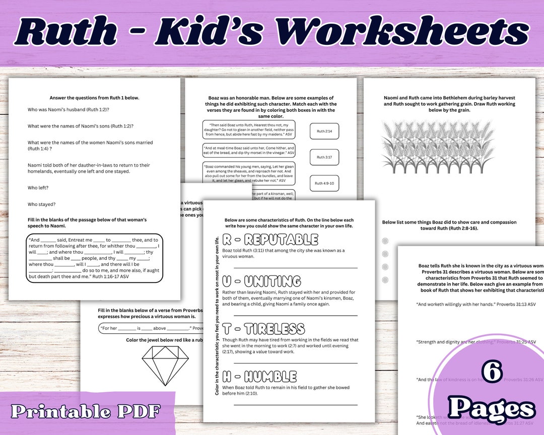 Book of Ruth, Bible Worksheets, Ruth Bible, Kids Bible Study, Ruth ...
