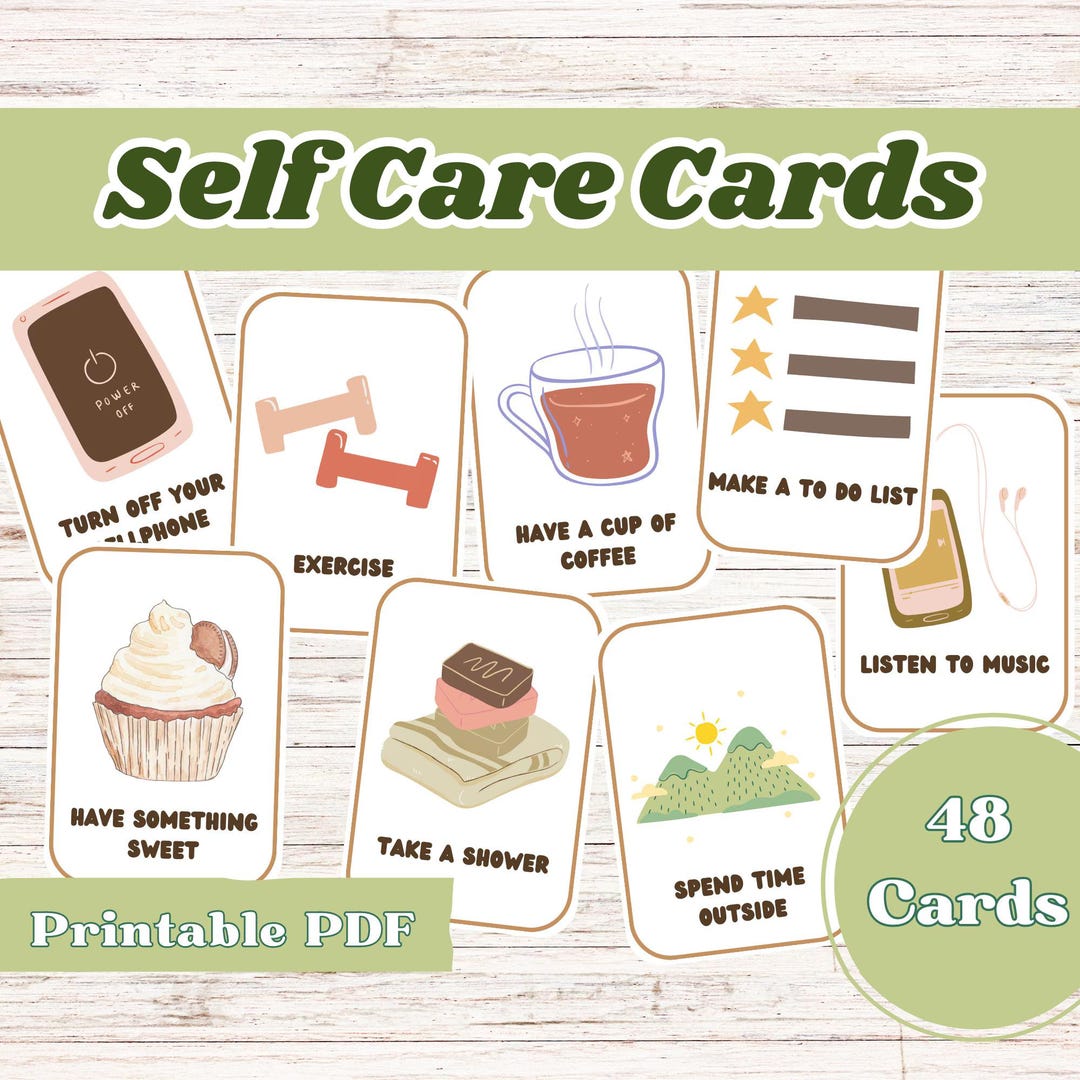Self Care Cards, Selfcare Cards, Self Care Flashcards, Self Care Ideas ...