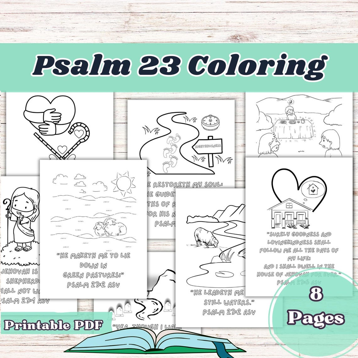 Psalm 23, Psalm 23 Printable, Psalms 23, Bible Coloring Pages, Bible ...