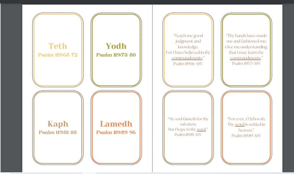 Psalm 119, Psalms, Psalms 119, Bible Flashcards, Kids Bible Cards ...