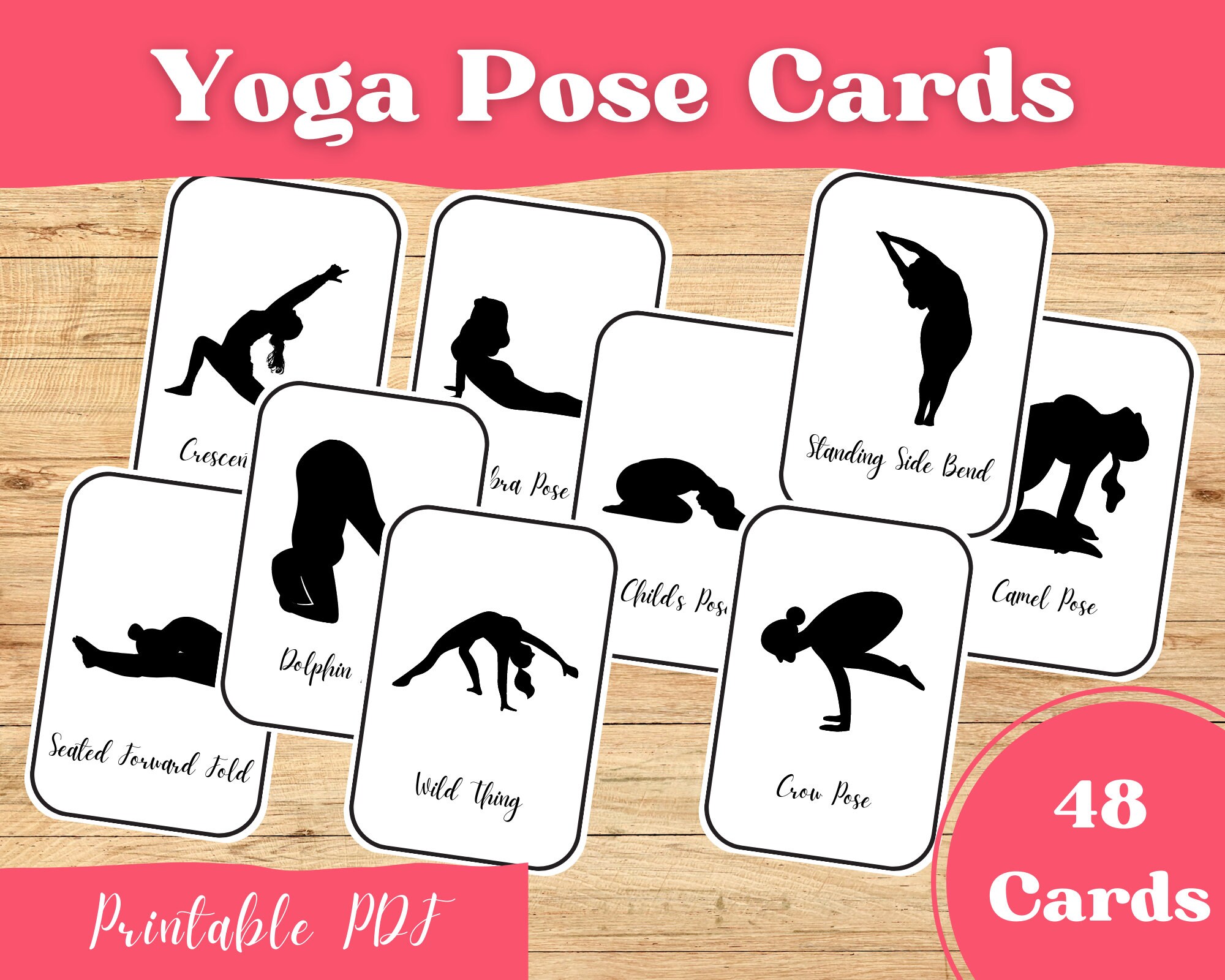 Yoga Poses, Yoga Printable, Yoga Flashcards, Yoga Cards, Yoga Asanas ...