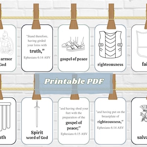Armor of God, God’s Armor, Ephesians 6, Kids Bible Cards, Bible Verse ...