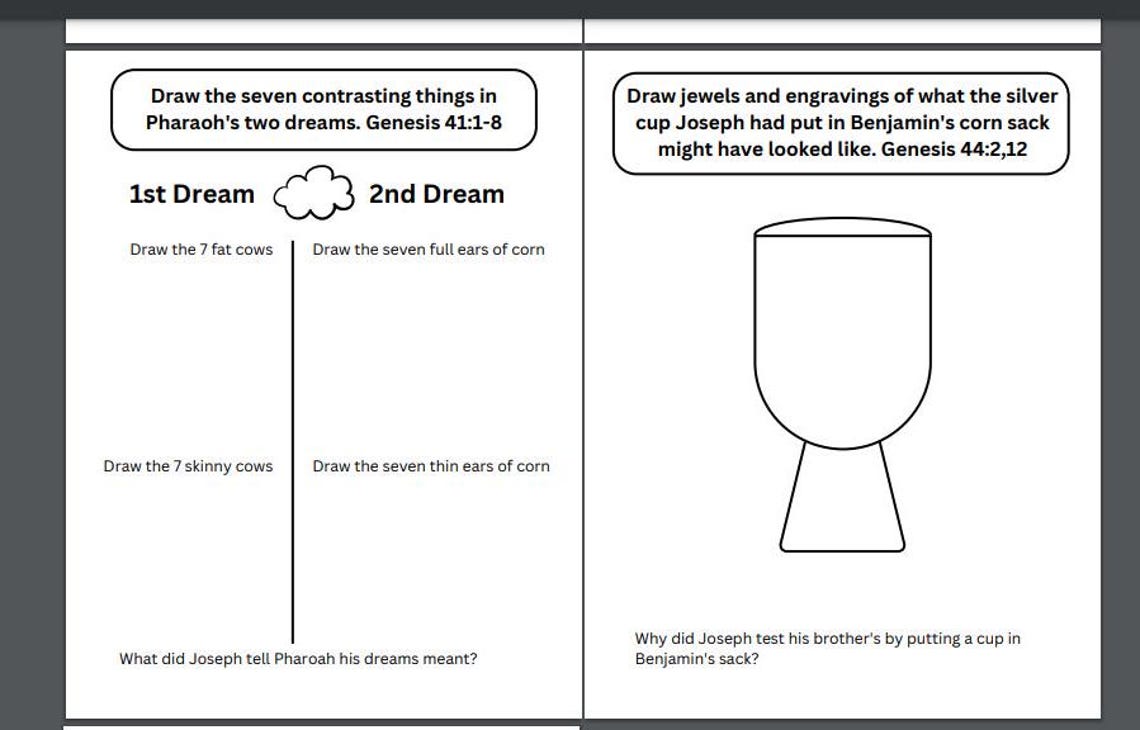 Story of Joseph, Bible Activity Pages, Bible Worksheets, Kids Bible ...