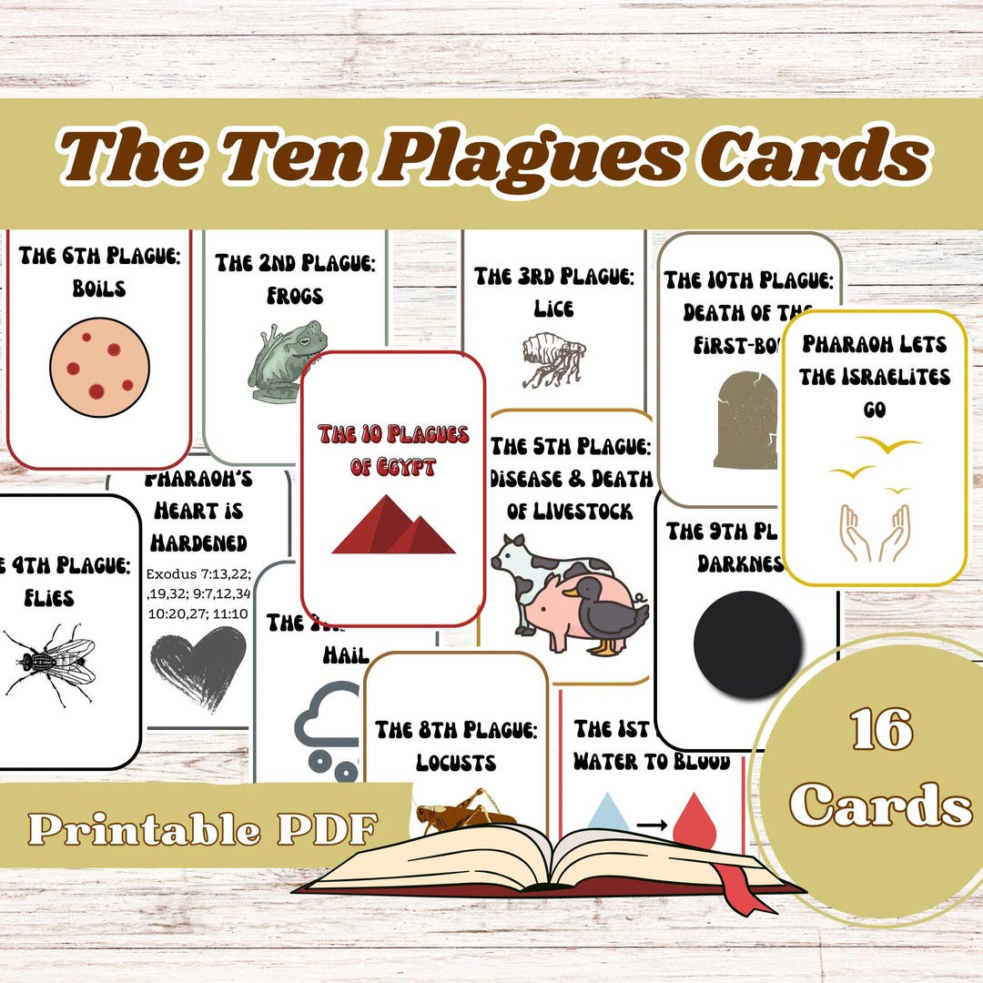 10 Plagues, Ten Plagues Bible, Ten Plagues of Egypt, Bible Flash Cards ...