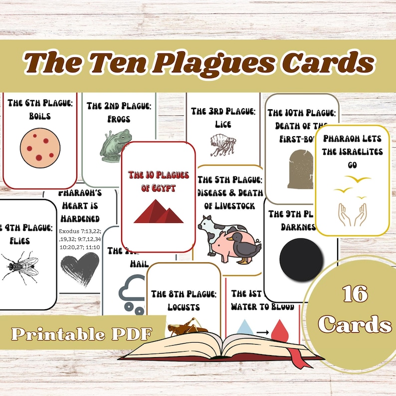 10 Plagues, Ten Plagues Bible, Ten Plagues of Egypt, Bible Flash Cards ...