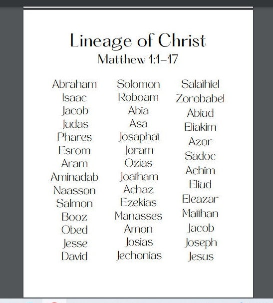 Jesus Family, Genealogy of Jesus, Jesus Printable, Jesus Family Tree ...