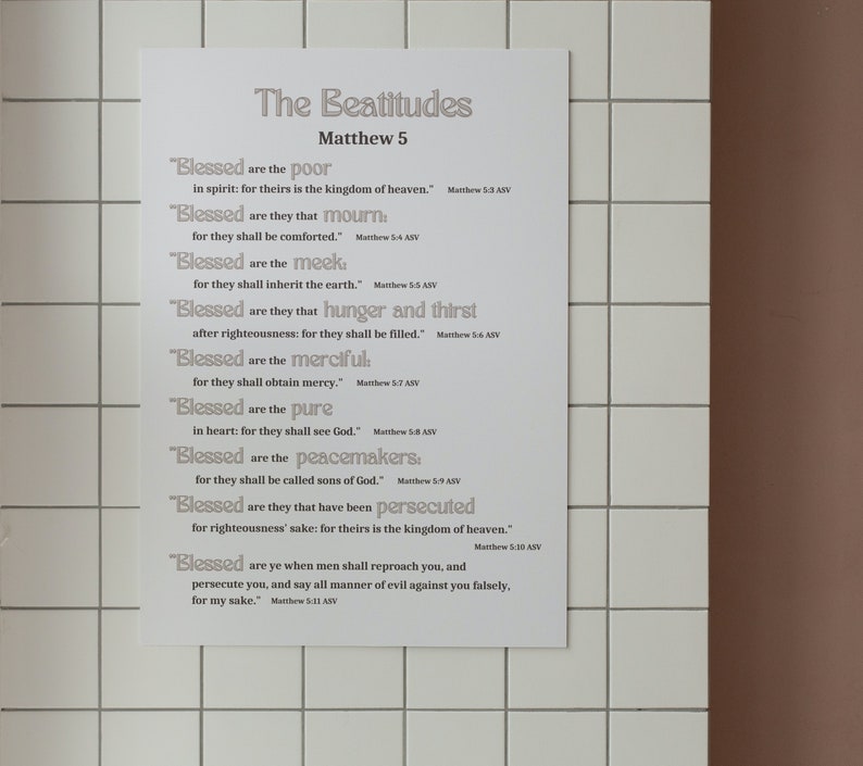 The Beatitudes, Beatitudes Poster, Beatitudes Printable, Matthew 5 ...