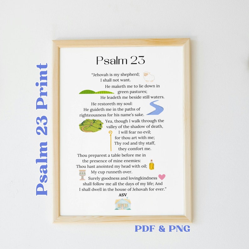 Psalm 23, Psalm 23 Wall Art, Psalm 23 Print, Psalm 23 Poster, Psalm 23 ...