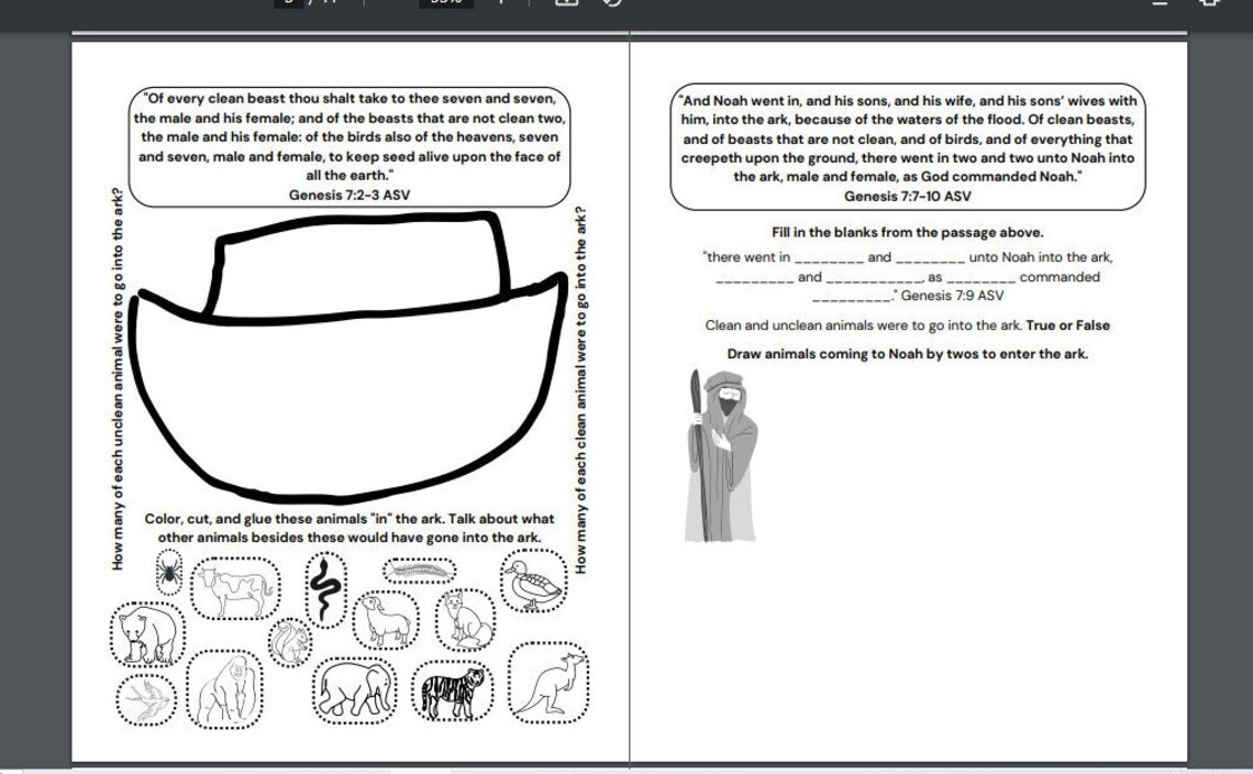 Noah and the Ark, Bible Worksheets, Noah Printable, Kids Bible Study ...