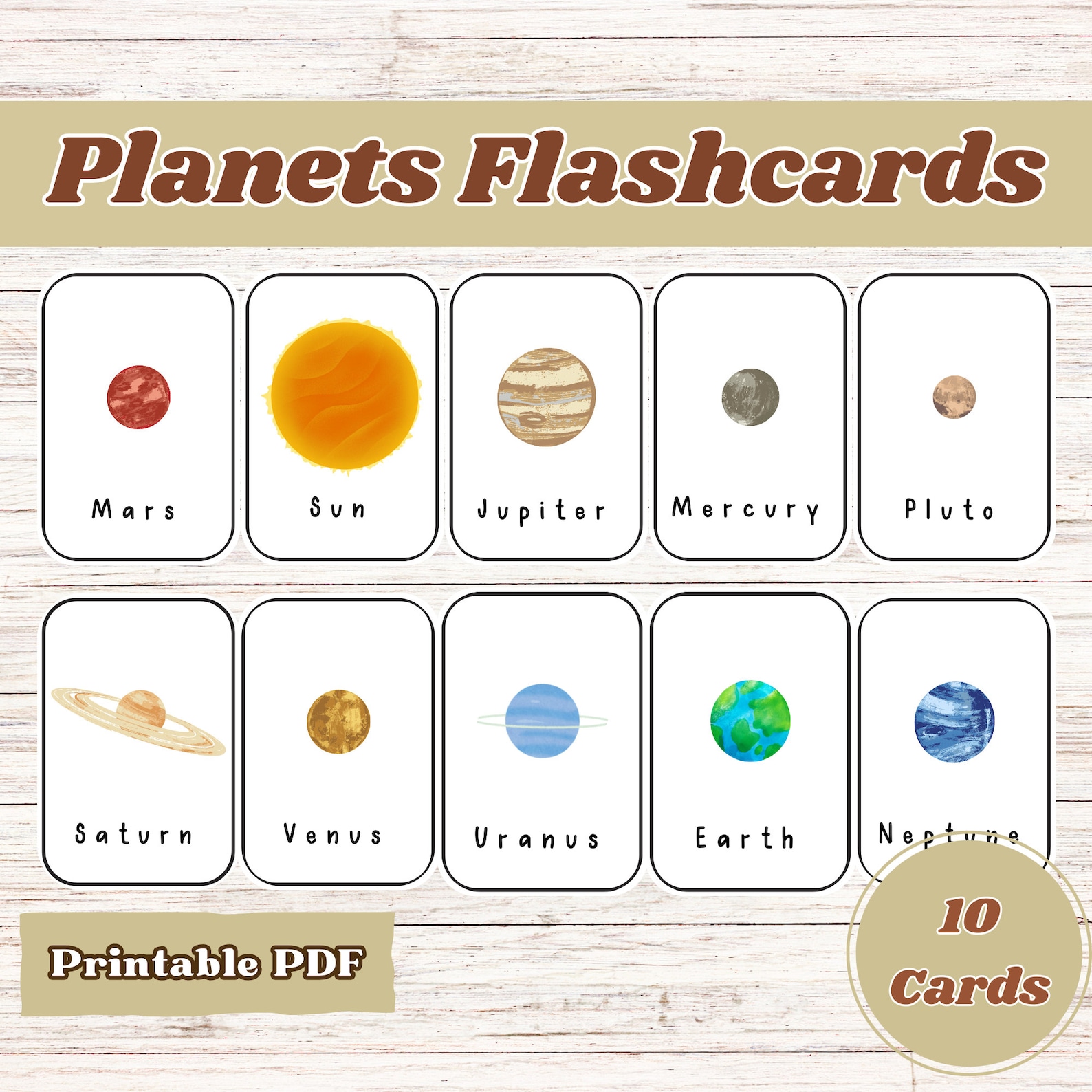 Solar System, Planets Cards, Printable Flashcards, Planets Printable ...