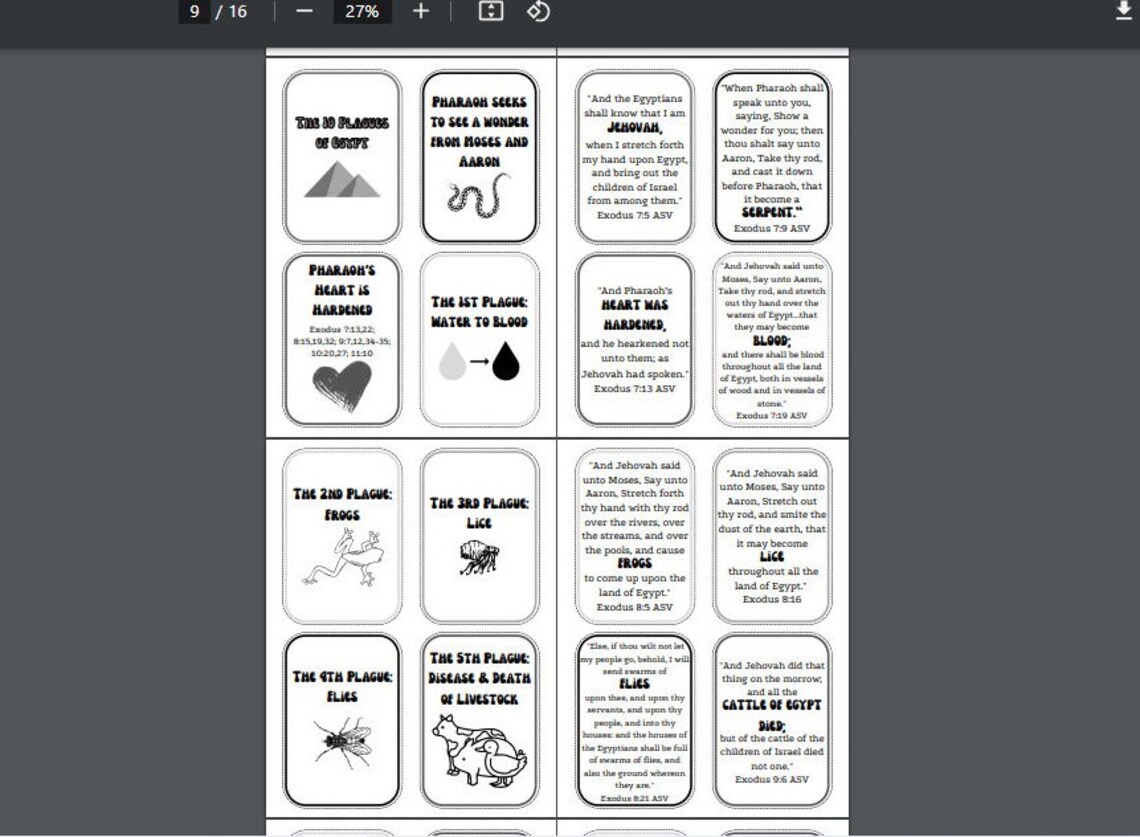 10 Plagues, Ten Plagues Bible, Ten Plagues of Egypt, Bible Flash Cards ...