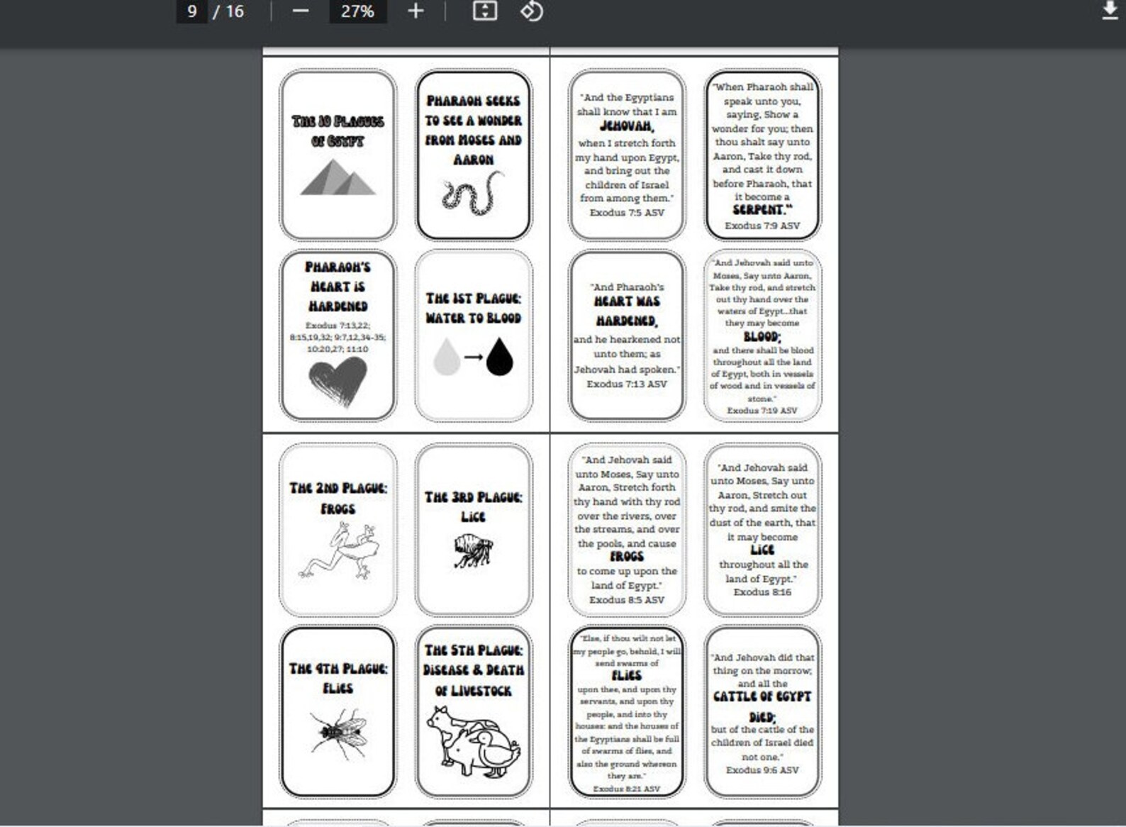 10 Plagues, Ten Plagues Bible, Ten Plagues of Egypt, Bible Flash Cards ...