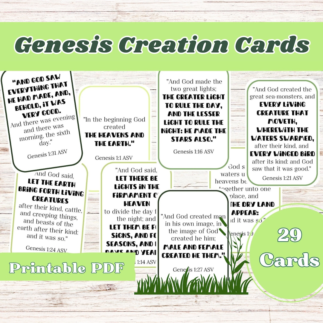 Genesis, Creation Bible Story, Kids Bible Cards, Bible Flash Cards ...