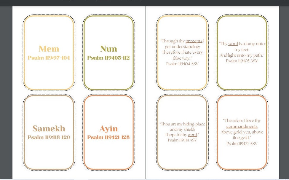 Psalm 119, Psalms, Psalms 119, Bible Flashcards, Kids Bible Cards ...
