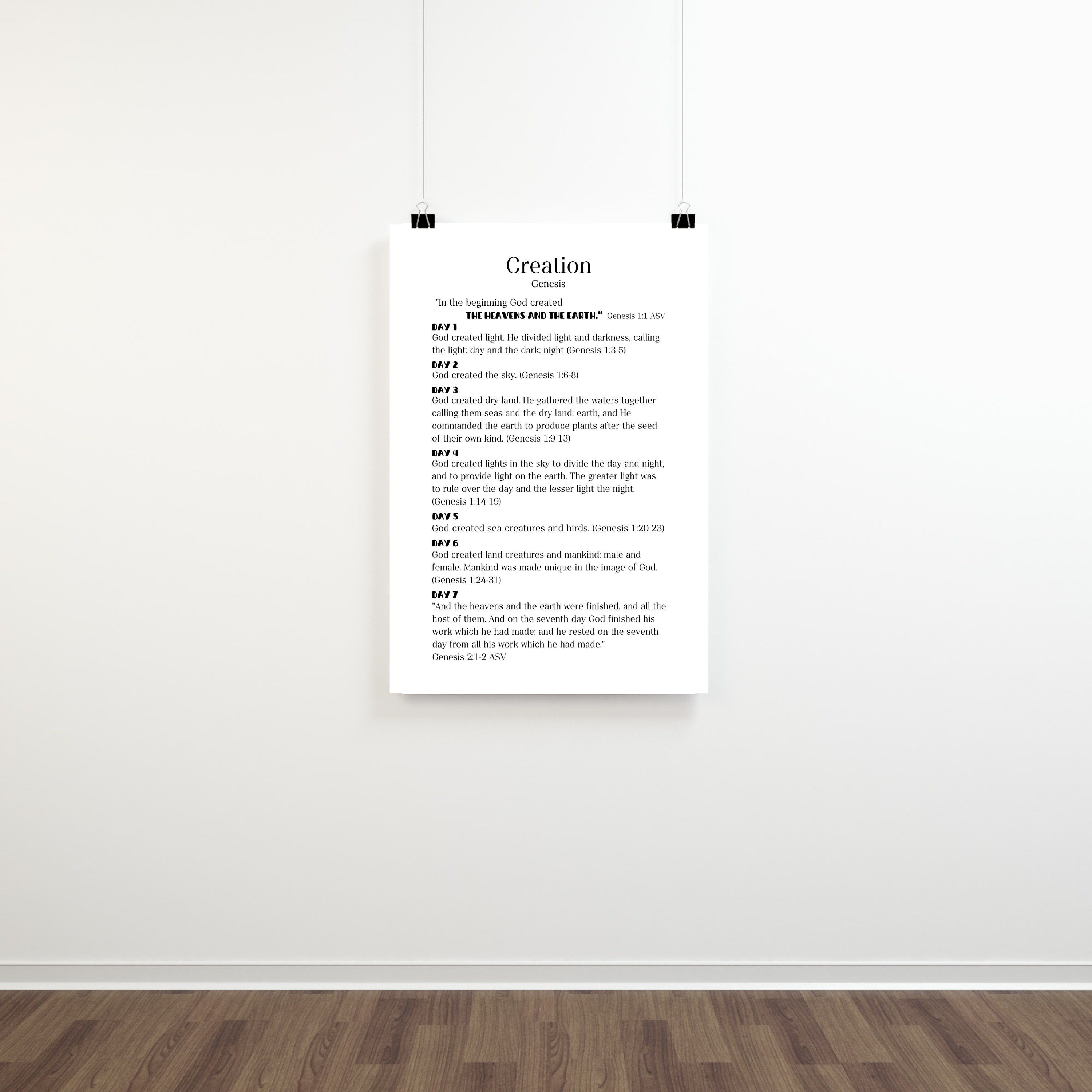 Genesis 1, Creation Poster, Genesis Wall Art, Creation Wall Decor ...