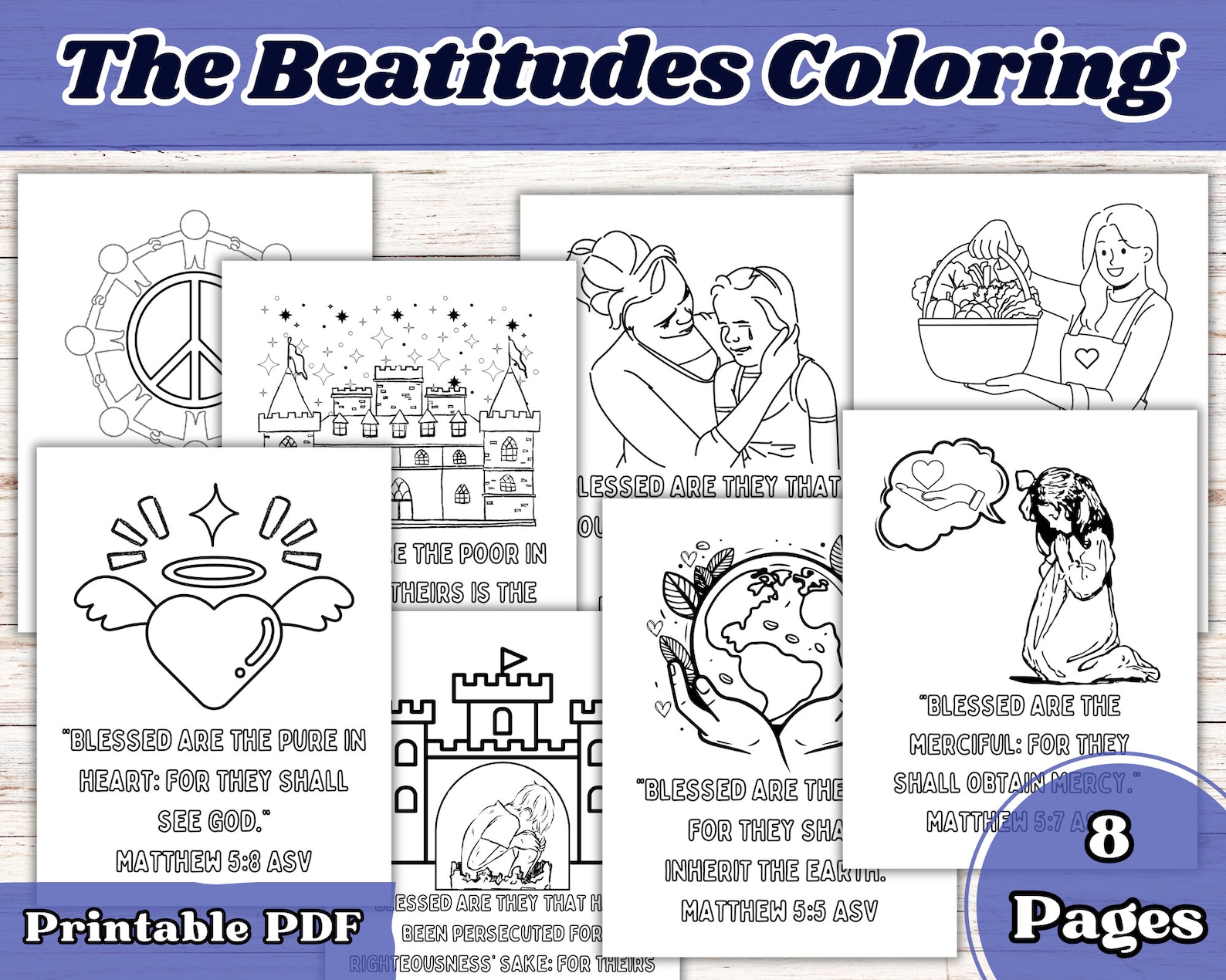 The Beatitudes, Beatitudes, Beatitudes Printable, Bible Coloring Pages ...