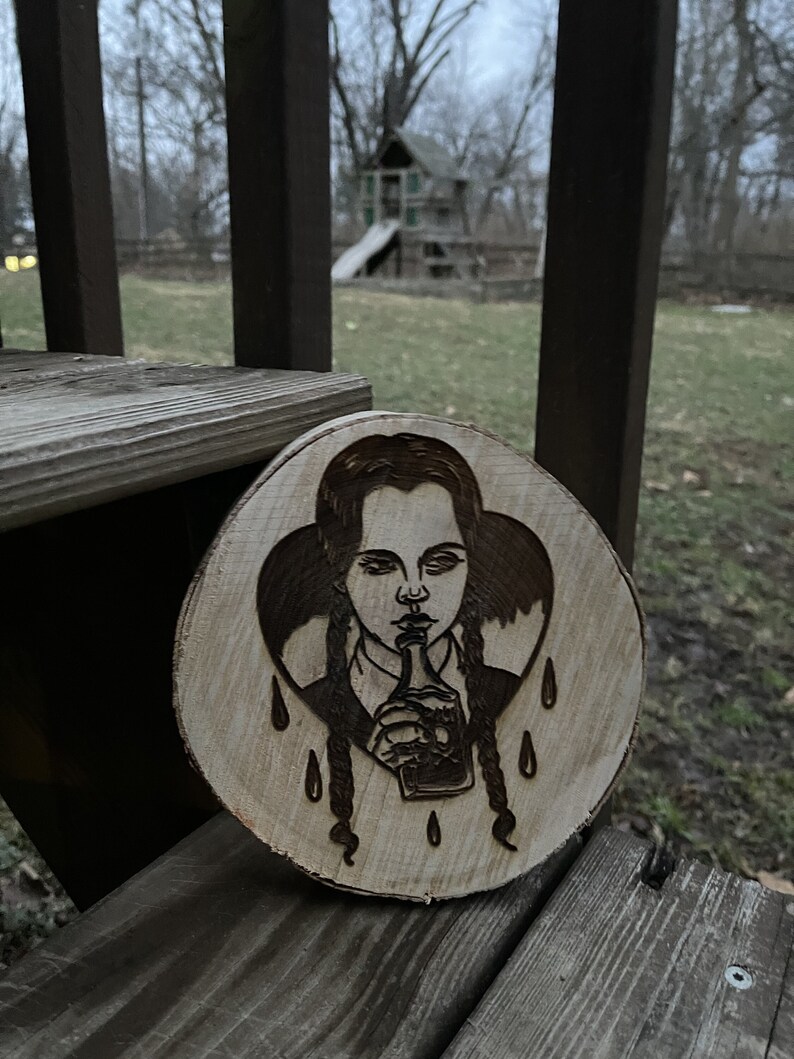 Wednesday Addams Poison Bottle Woodcut Round Plaque - Etsy