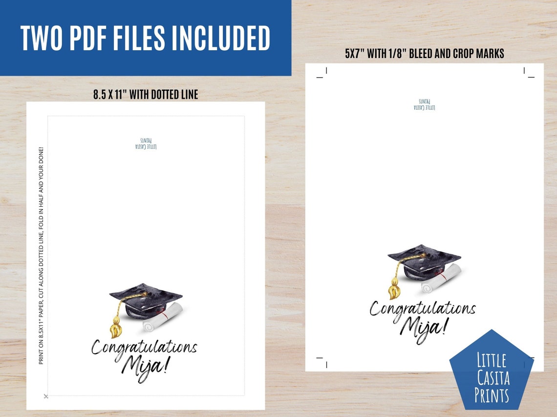 Printable Graduation Card, Congratulations Mija, Folding Graduation ...