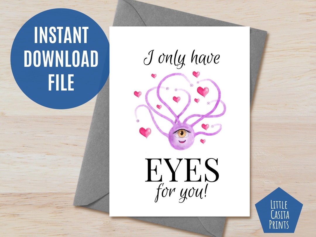D&D Anniversary - Valentines Day 5x7" Card, Beholder Printable Card ...