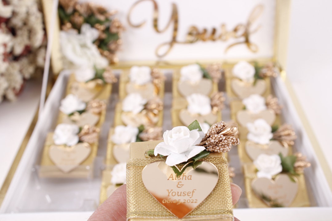 Personalised Wedding Chocolate Favours With Decorated Gift Box | Bridal ...