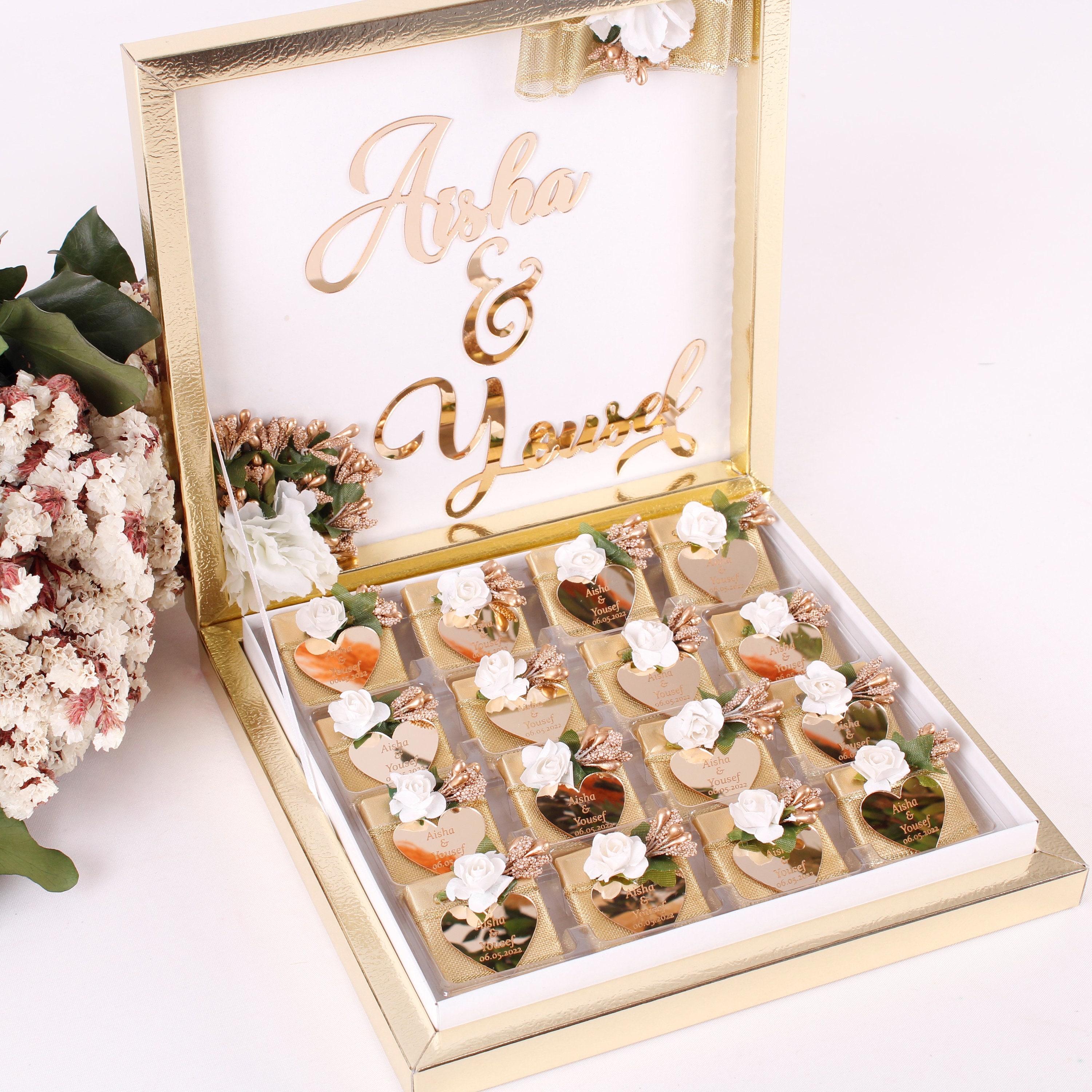 Personalised Wedding Chocolate Favours With Decorated Gift Box | Bridal ...
