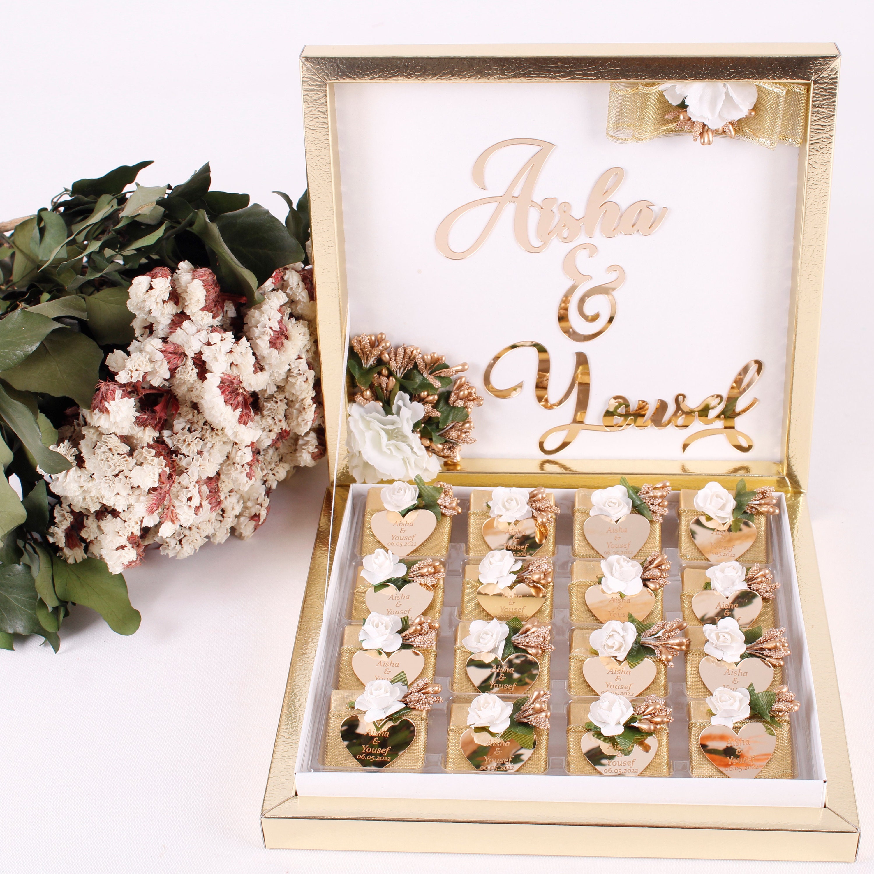 Personalised Wedding Chocolate Favours With Decorated Gift Box | Bridal ...