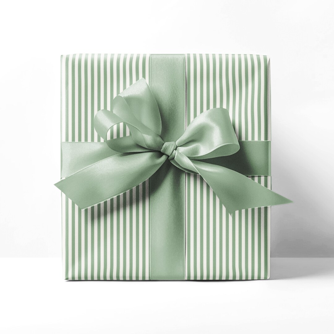 Pinstripe Wrapping Paper | Green Stripe Gift Wrap | Maddenly Paperie - Etsy