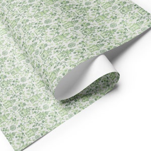 French Toile Green Chinoiserie Wrapping Paper | Maddenly Paperie - Etsy