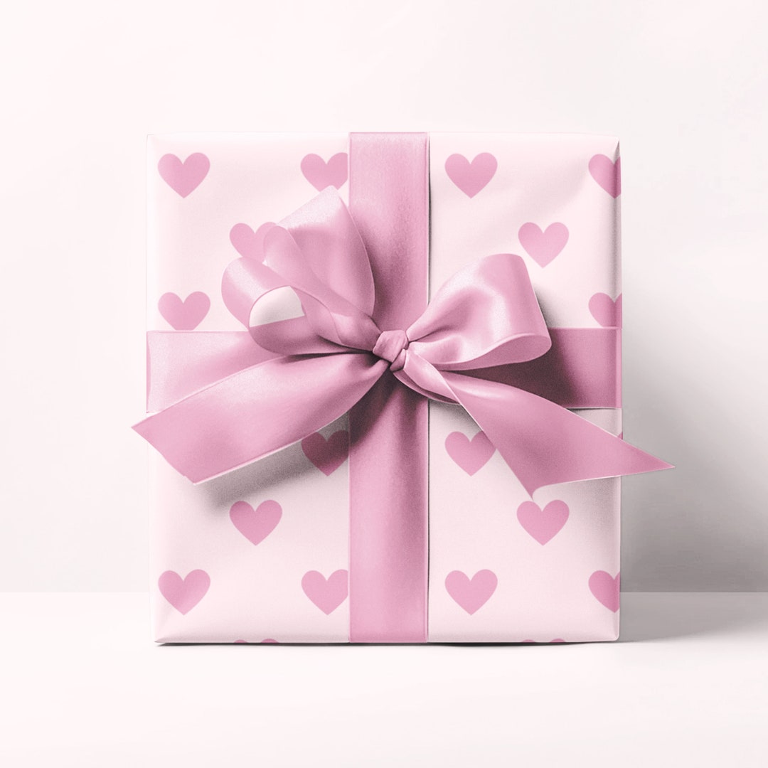 Pink Hearts Contrast Wrapping Paper Girly Love Gift Wrap Birthday ...