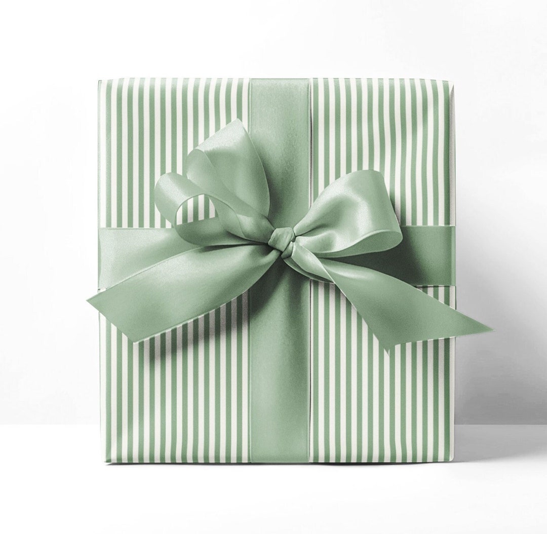 Green Pinstripe Wrapping Paper Christmas Gift Wrap Green and - Etsy