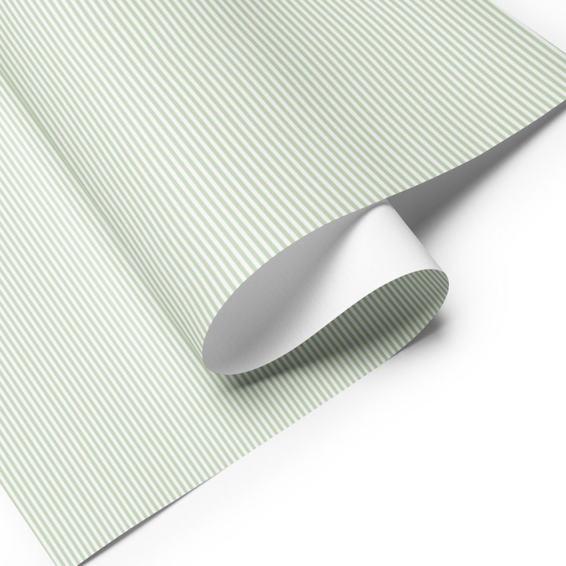 Spring Green Pinstripe Wrapping Paper - Maddenly Paperie - Etsy