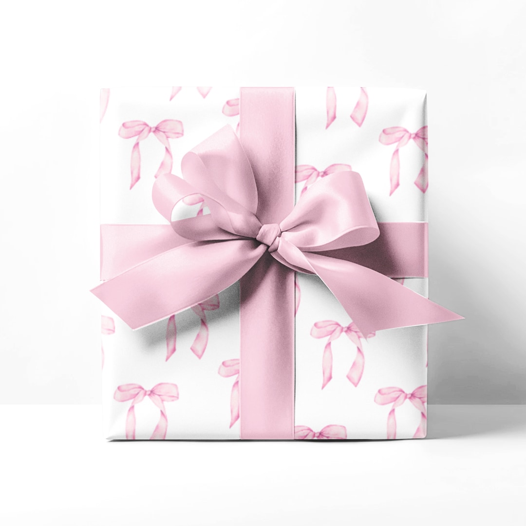 Pink Bows Wrapping Paper | Girly Preppy Gift Wrap | Maddenly Paperie - Etsy