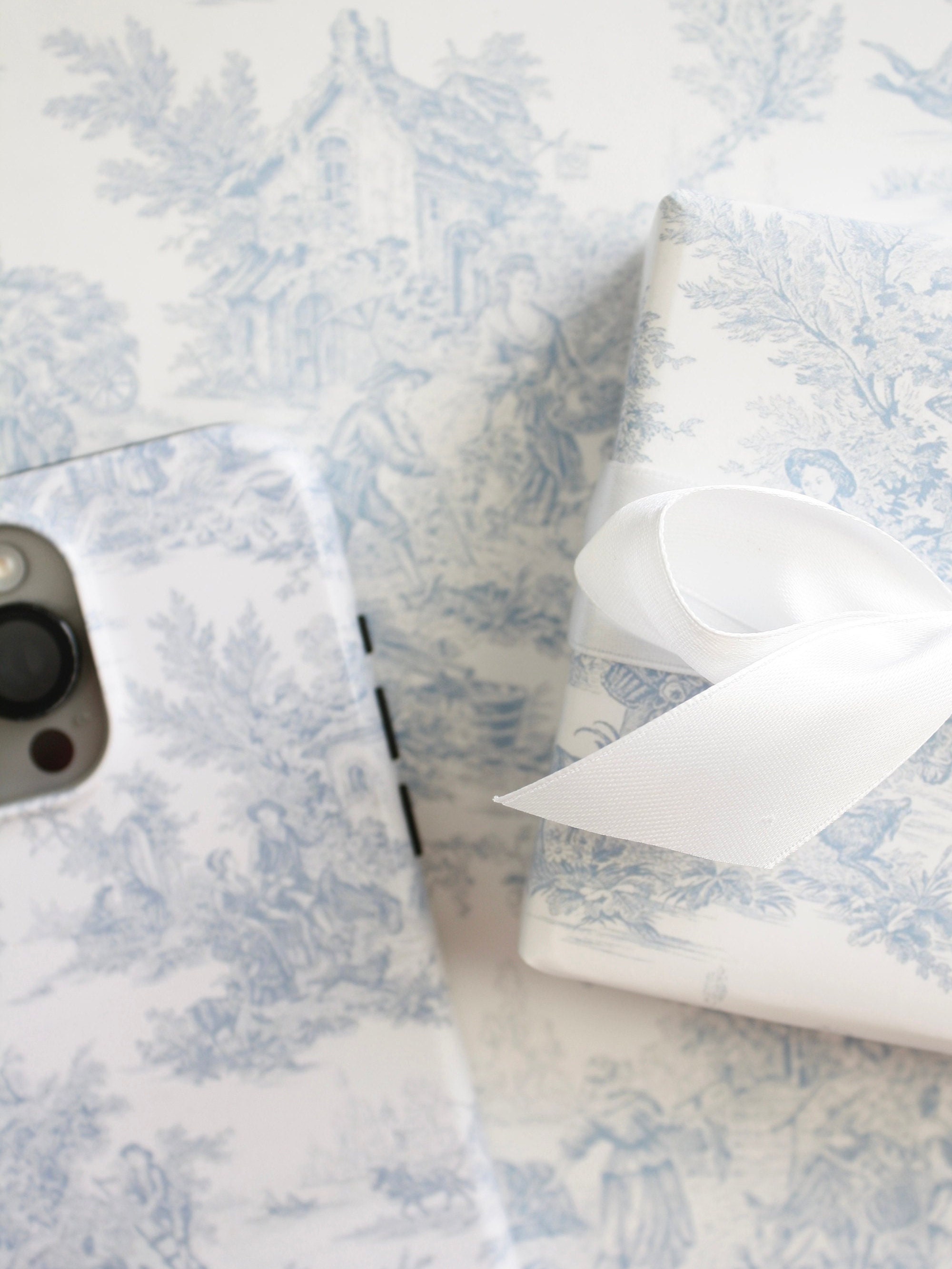 French Blue Toile Gift Wrap | Elegant Wrapping Paper for All Occasions ...