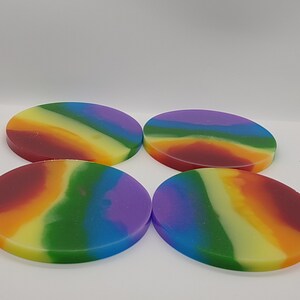 Set of 4 Round Rainbow Pride Coasters Made From Epoxy Resin - Etsy