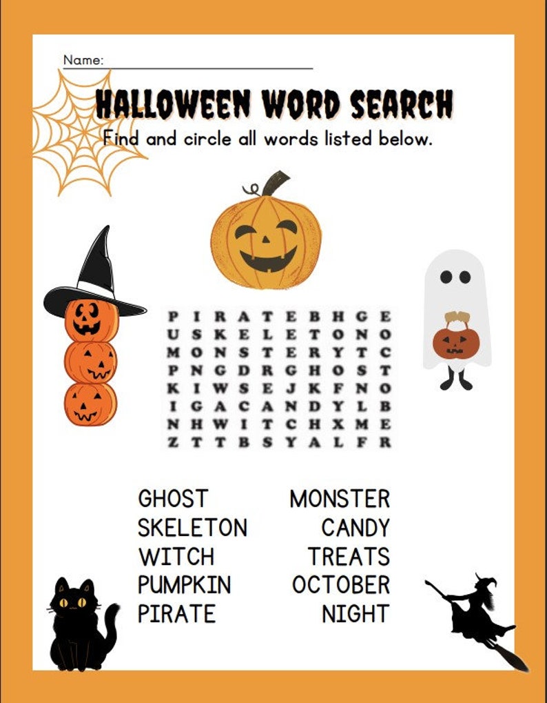 Printable Halloween Word Search Vocabulary ELA Worksheet Page Prek-5th ...
