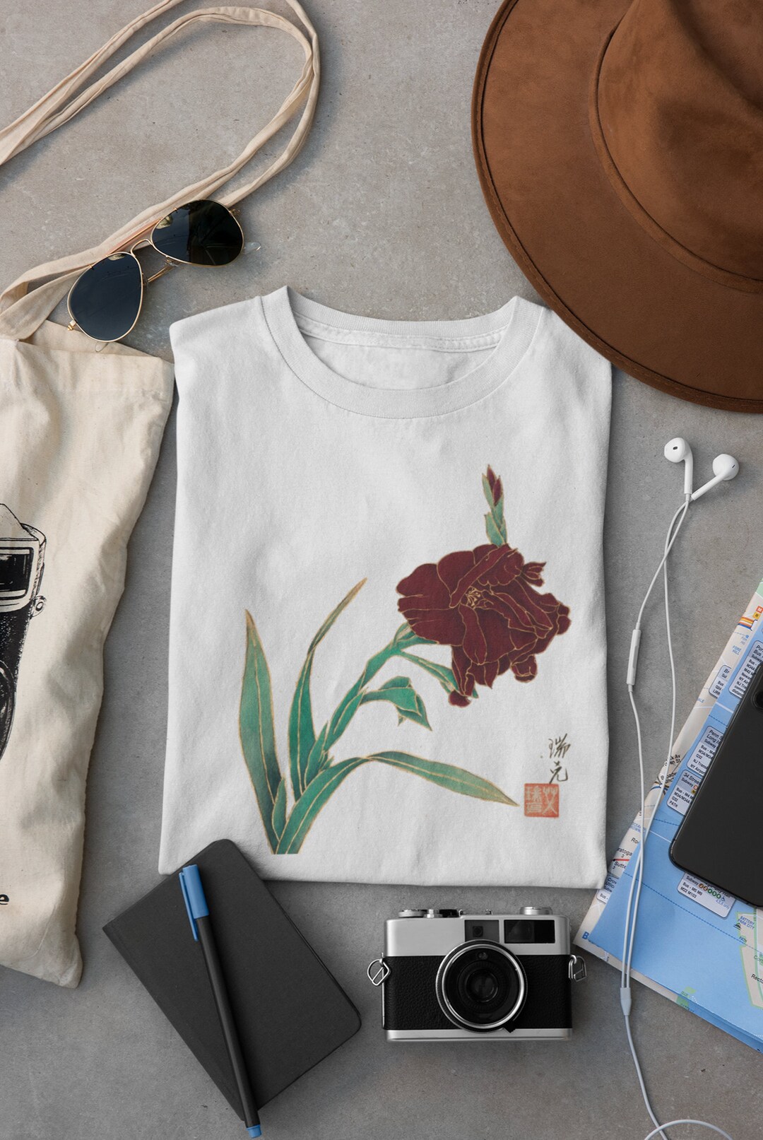 Chinese T- Shirt. Japanese T-shirt. Chinese Flower T-shirt. Japanese ...