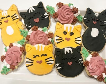 Cat Face Sugar Cookies 1 Dozen - Etsy