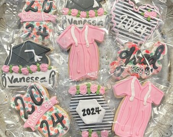 Graduation Cookies Personalized Floral Sugar Cookies Graduation Gift ...