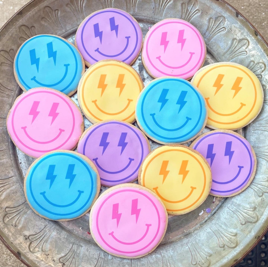 Groovy Smiley Face Cookies - Etsy