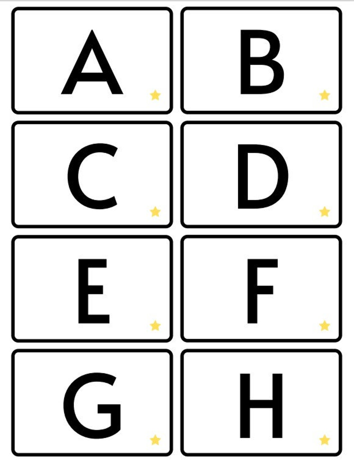 ABC Alphabet Printable Flashcards Upper Case Lower Case With Stars - Etsy